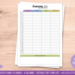 2023 Editable Calendar Printable Family Calendar Editable Monthly ...