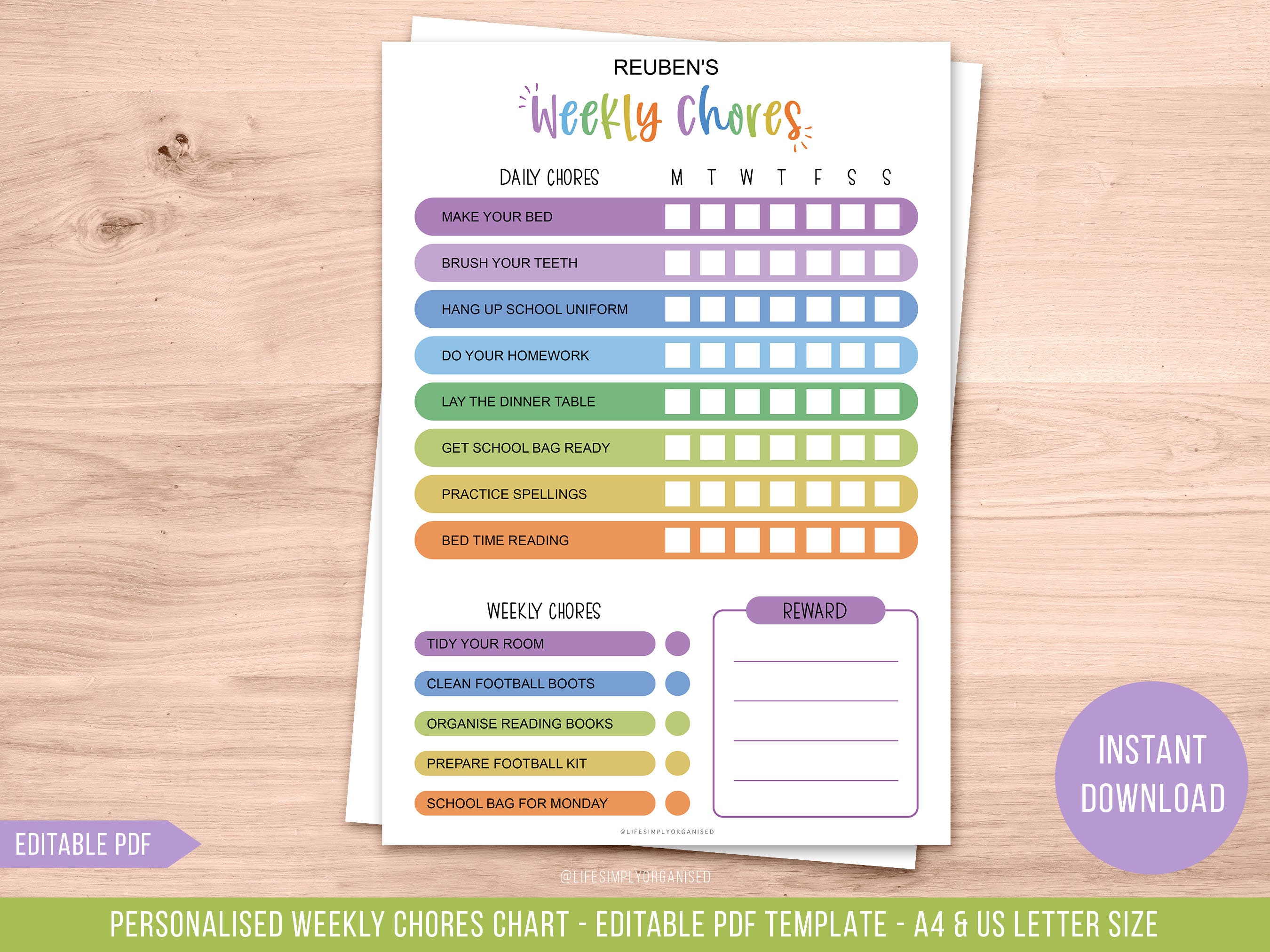 Editable Chore Chart Printable Chore Chart for Kids Printable Printable ...