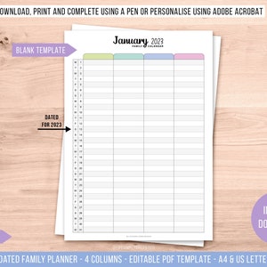 Printable Family Planner Editable Family Planner Monthly - Etsy