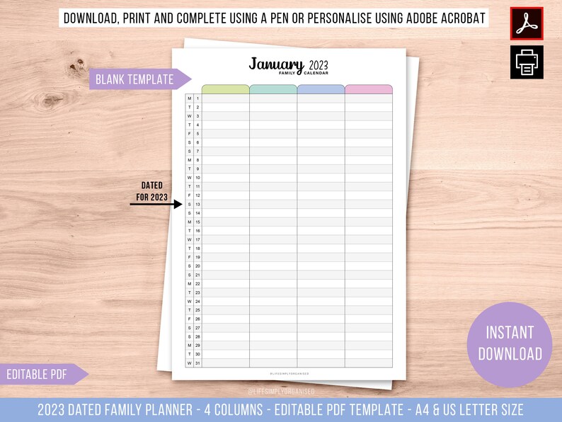 Printable Family Planner Editable Family Planner Monthly - Etsy