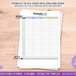 2023 Editable Calendar Printable Family Calendar Editable Monthly ...