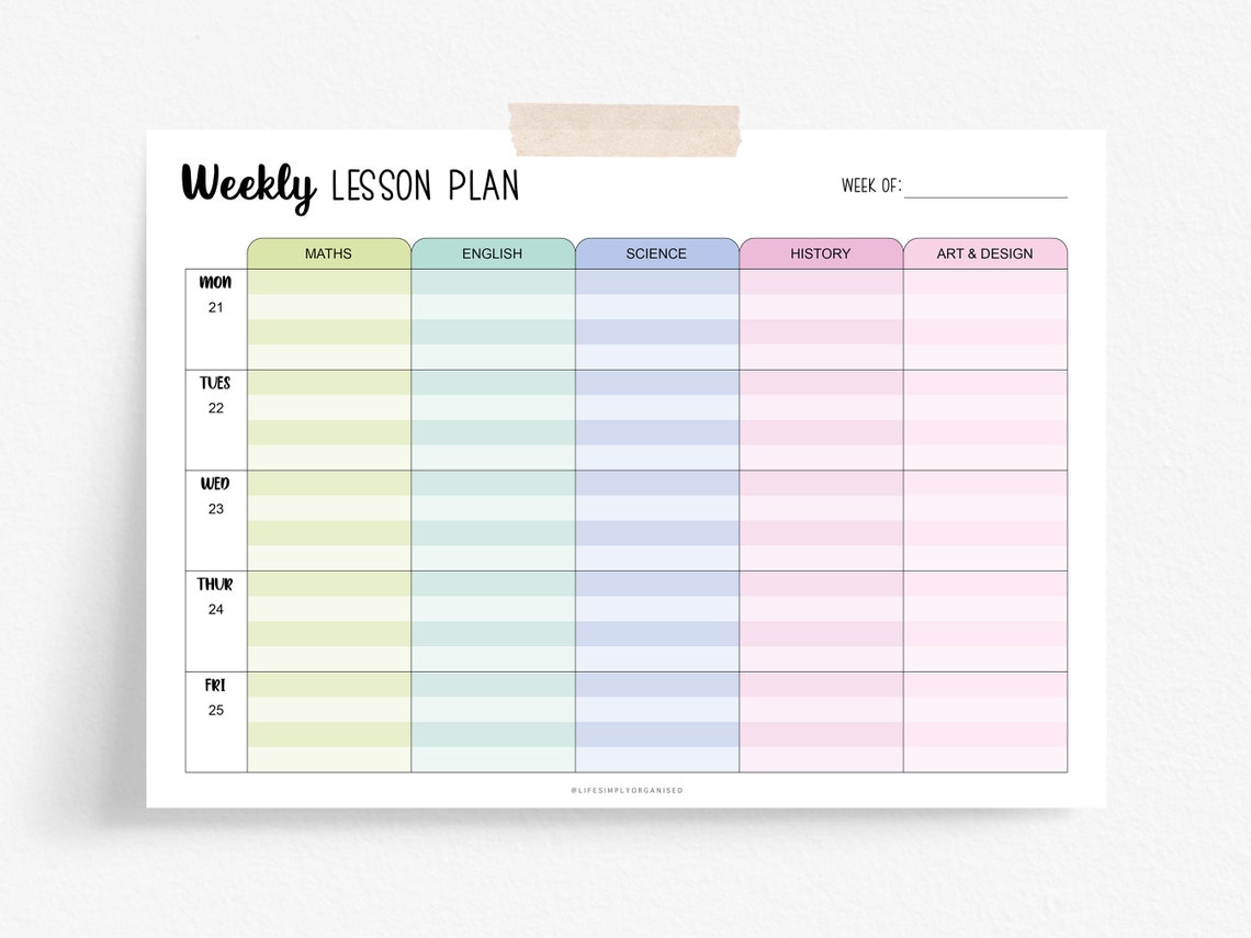 Editable Lesson Plan Template Lesson Planner Printable - Etsy