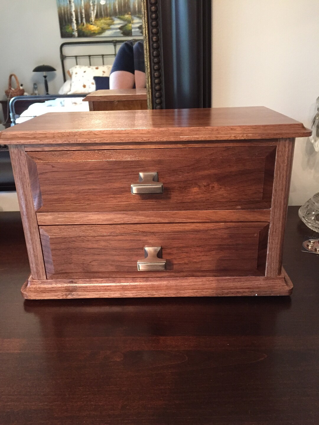 Handmade Walnut Box Two Drawer Wood Box, Art Box, Jewelry Box - Etsy