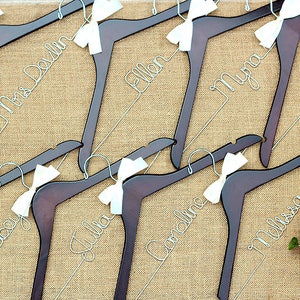 Set of 8 Bridal Party Hangers, Personalized Custom Wire Hangers, Mrs ...