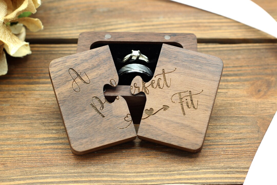 Wooden Ring Puzzle Box, A Perfect Fit Ring Box, Engraved Engagement ...