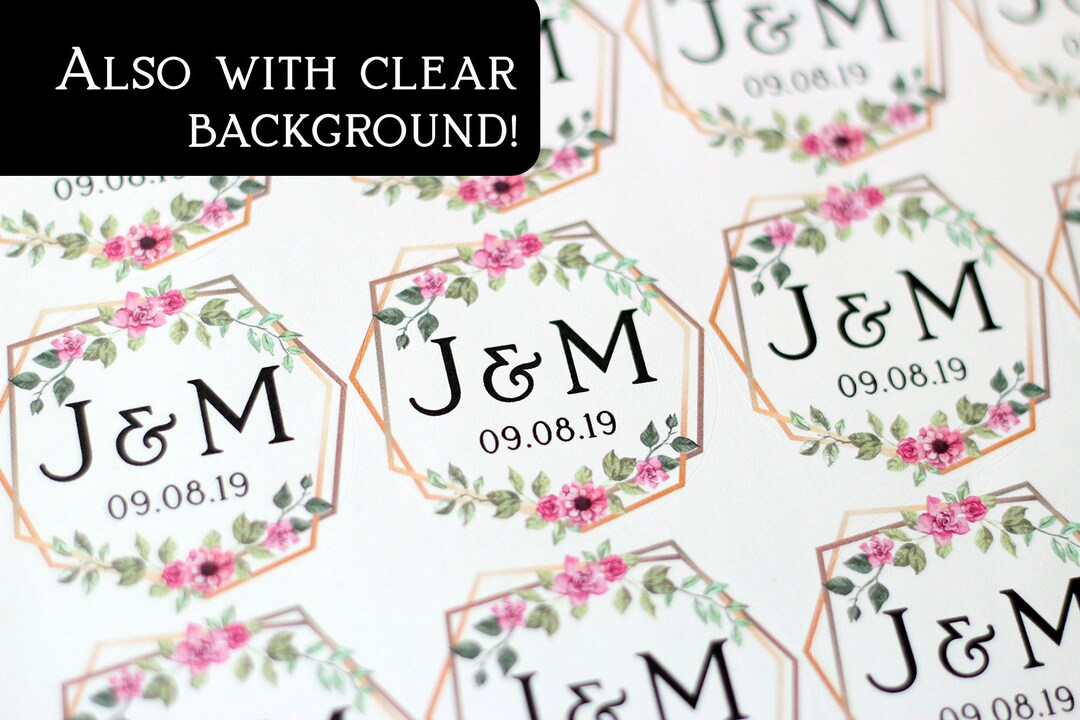 Personalized Wedding Stickers, Floral Initial Stickers - Etsy