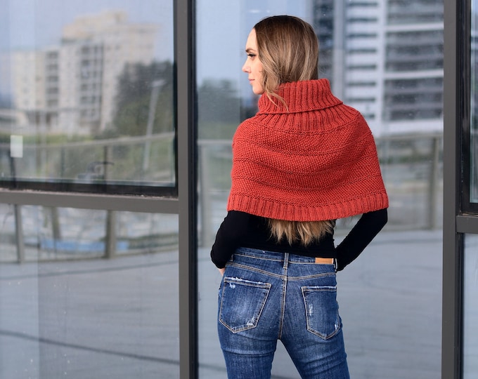Easy Knit Cape Pattern Turtleneck Capelet Pattern for Women - Etsy