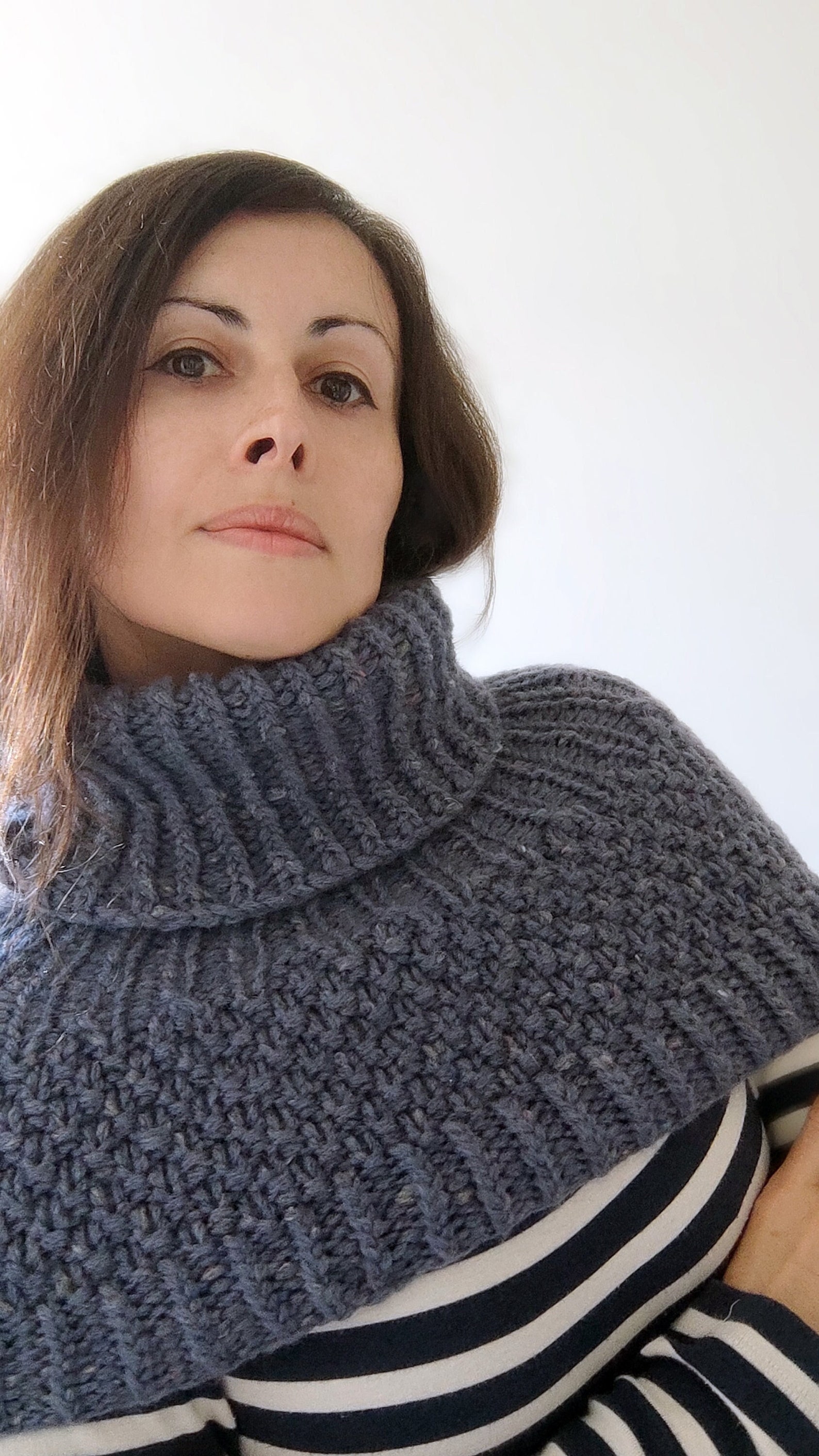Knit Turtleneck Cowl Cape Pattern, Knit Shoulder Warmer, Knit Turtleneck Cape, Womens Knit Cape ...