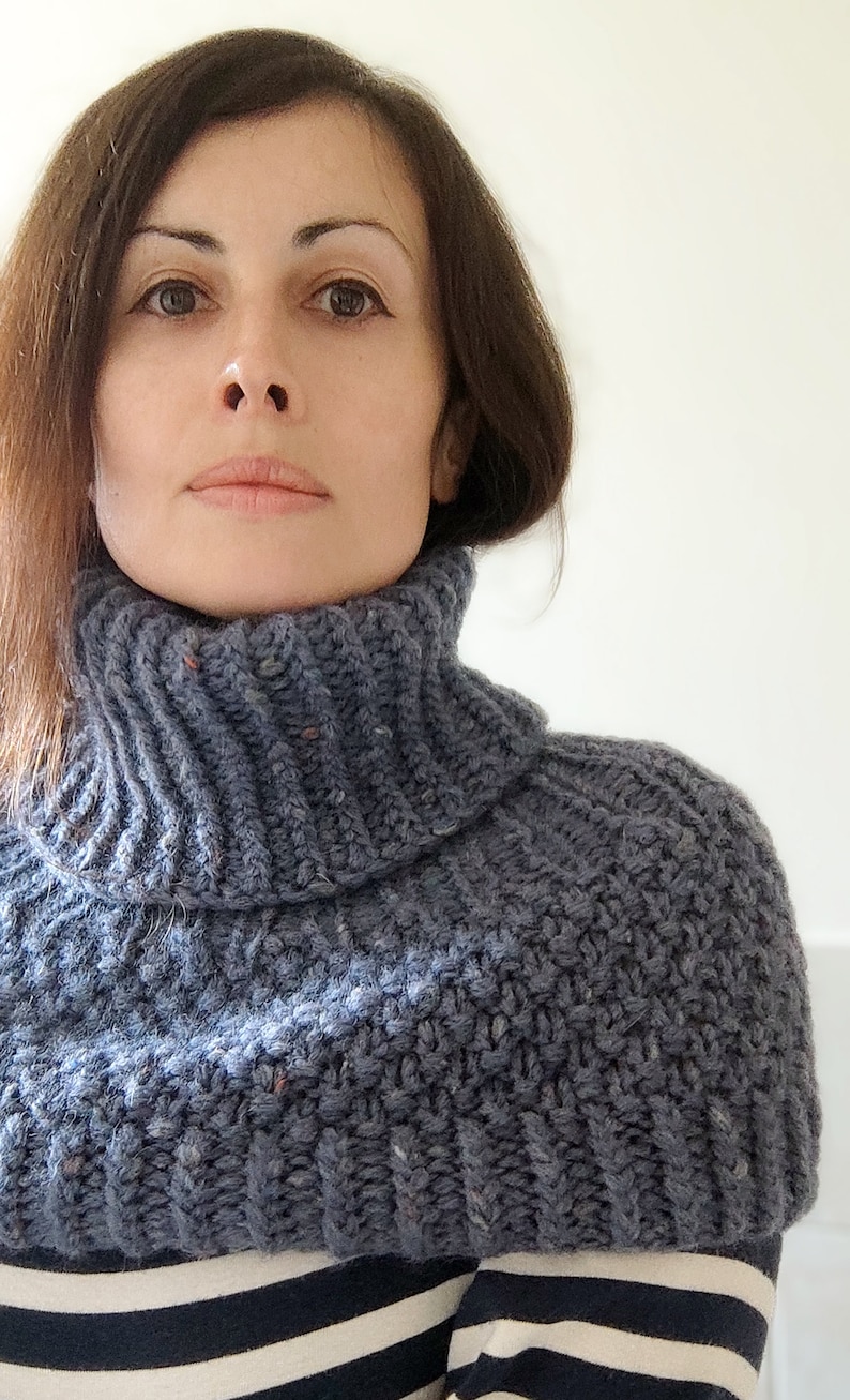 Knit Turtleneck Cowl Cape Pattern, Knit Shoulder Warmer, Knit ...
