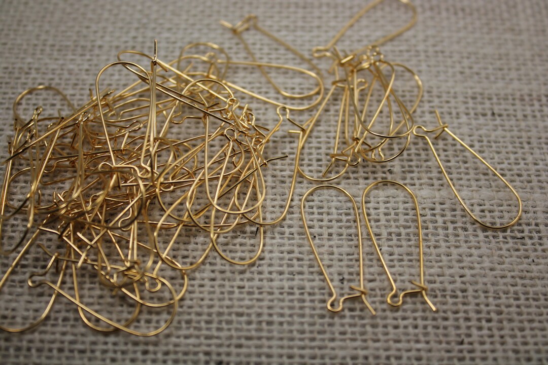 30mm Gold Kidney Wire Earring Finding (20 Pieces) - Etsy