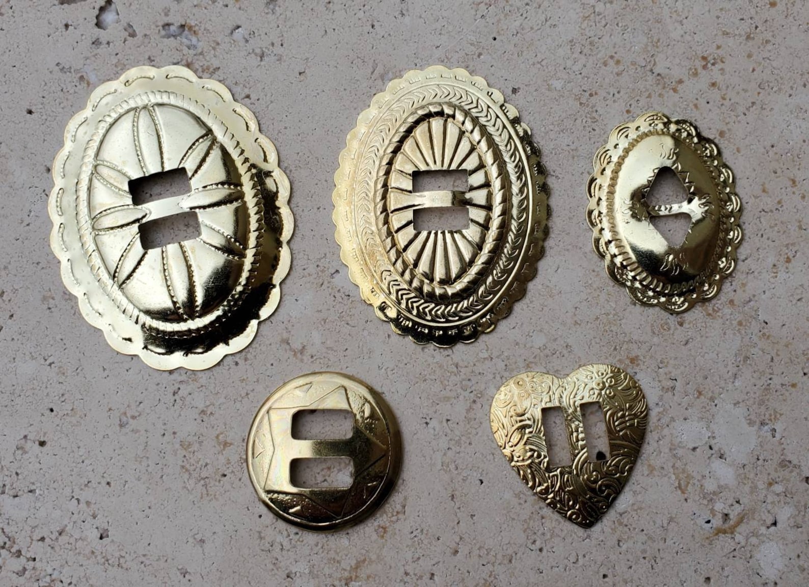 Gold Tone Assortment of Conchos (5 Pieces) - Etsy
