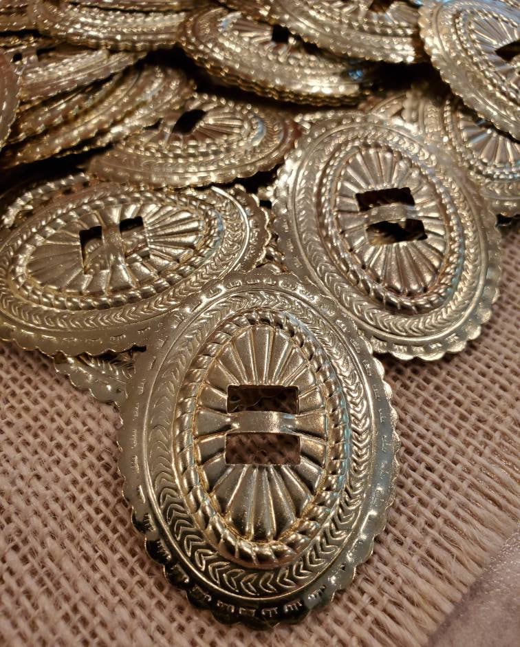 Large Gold Tone Sunburst Oval Conchos 6 Pieces | Etsy
