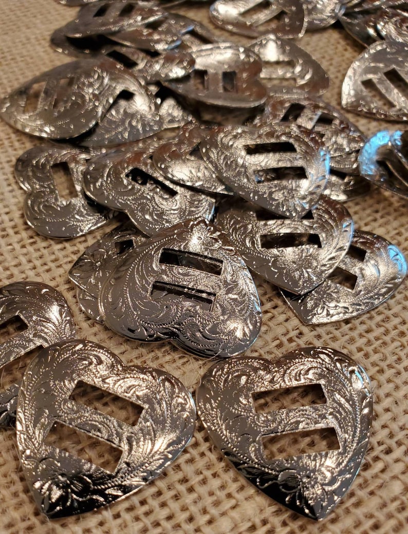 Small Heart Concho With Horizontal Slots (6 Pieces) - Etsy