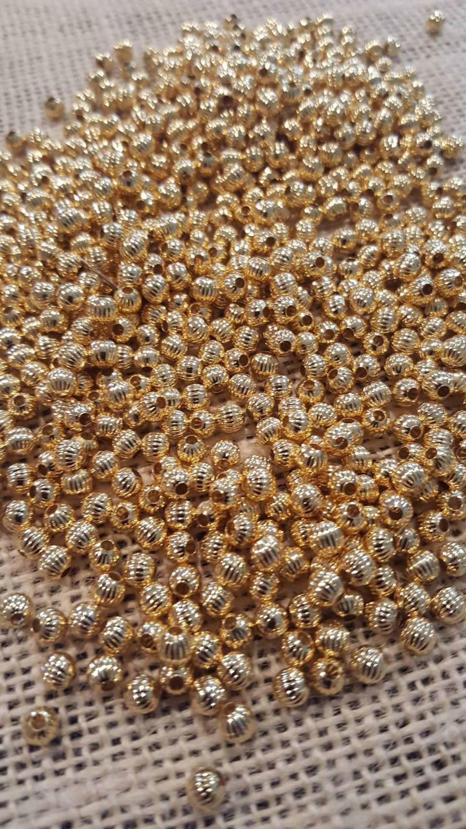 4mm Fluted Gold Brass Beads (100 Beads) - Etsy