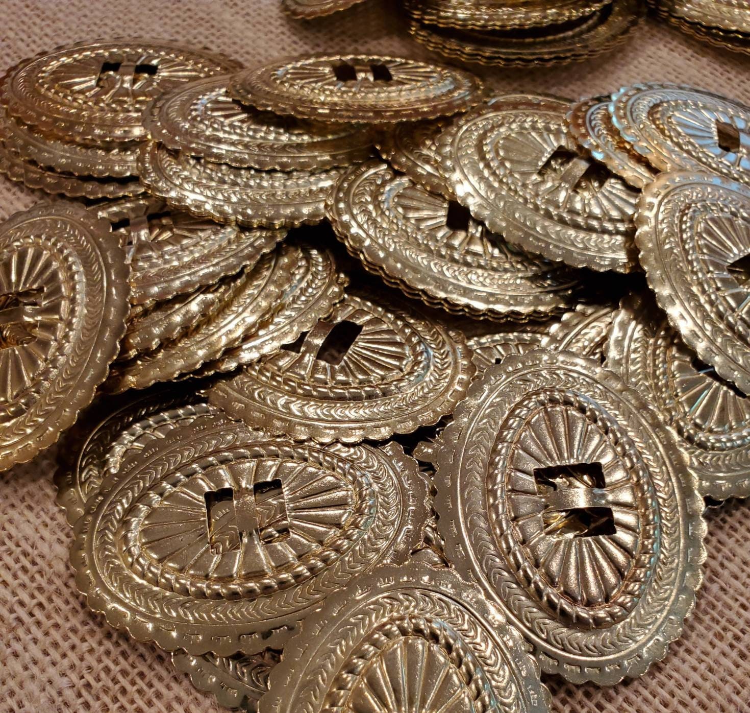 Large Gold Tone Sunburst Oval Conchos 6 Pieces | Etsy