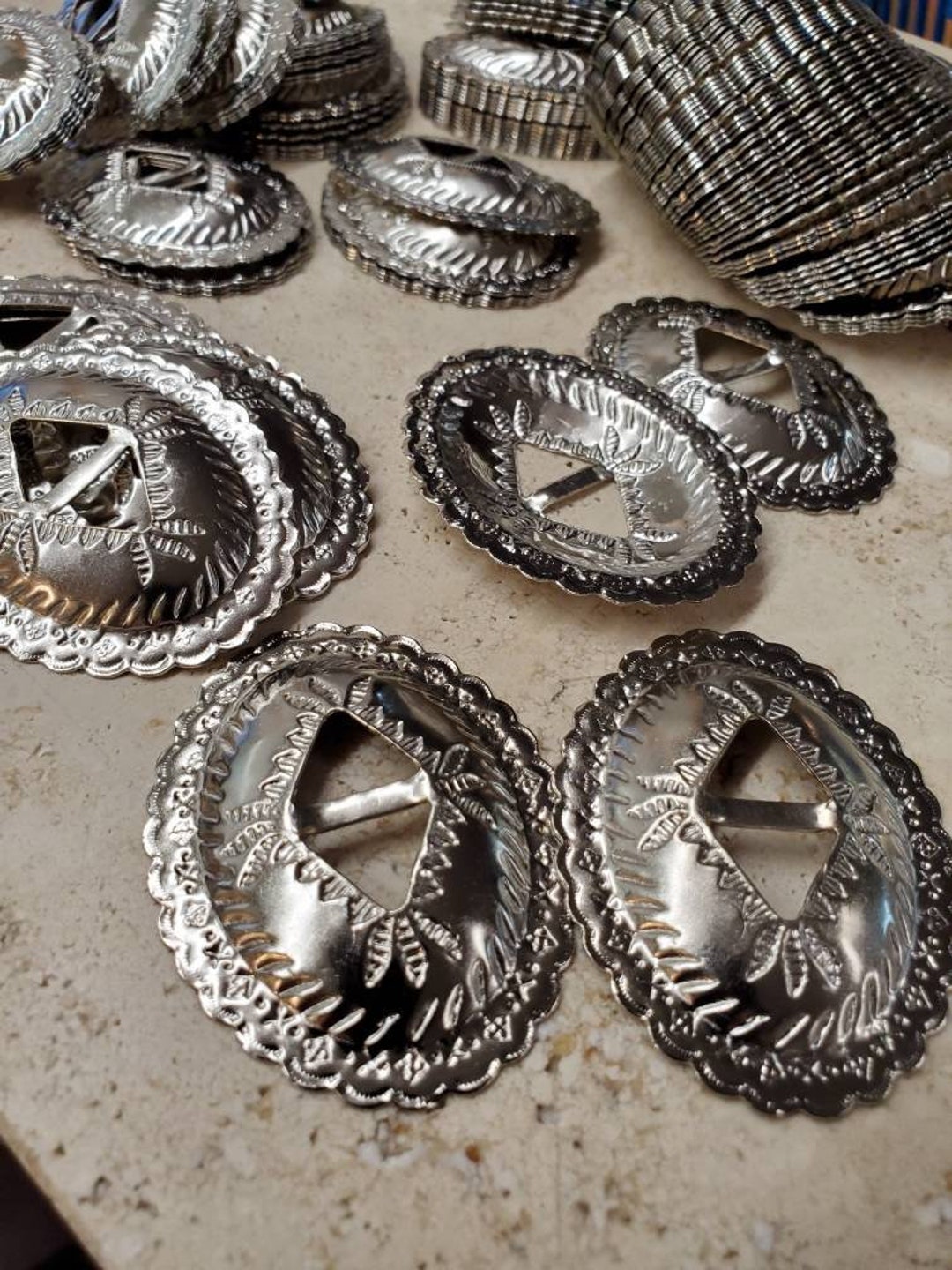 Large Oval Etched Conchos (6 Pieces) - Etsy
