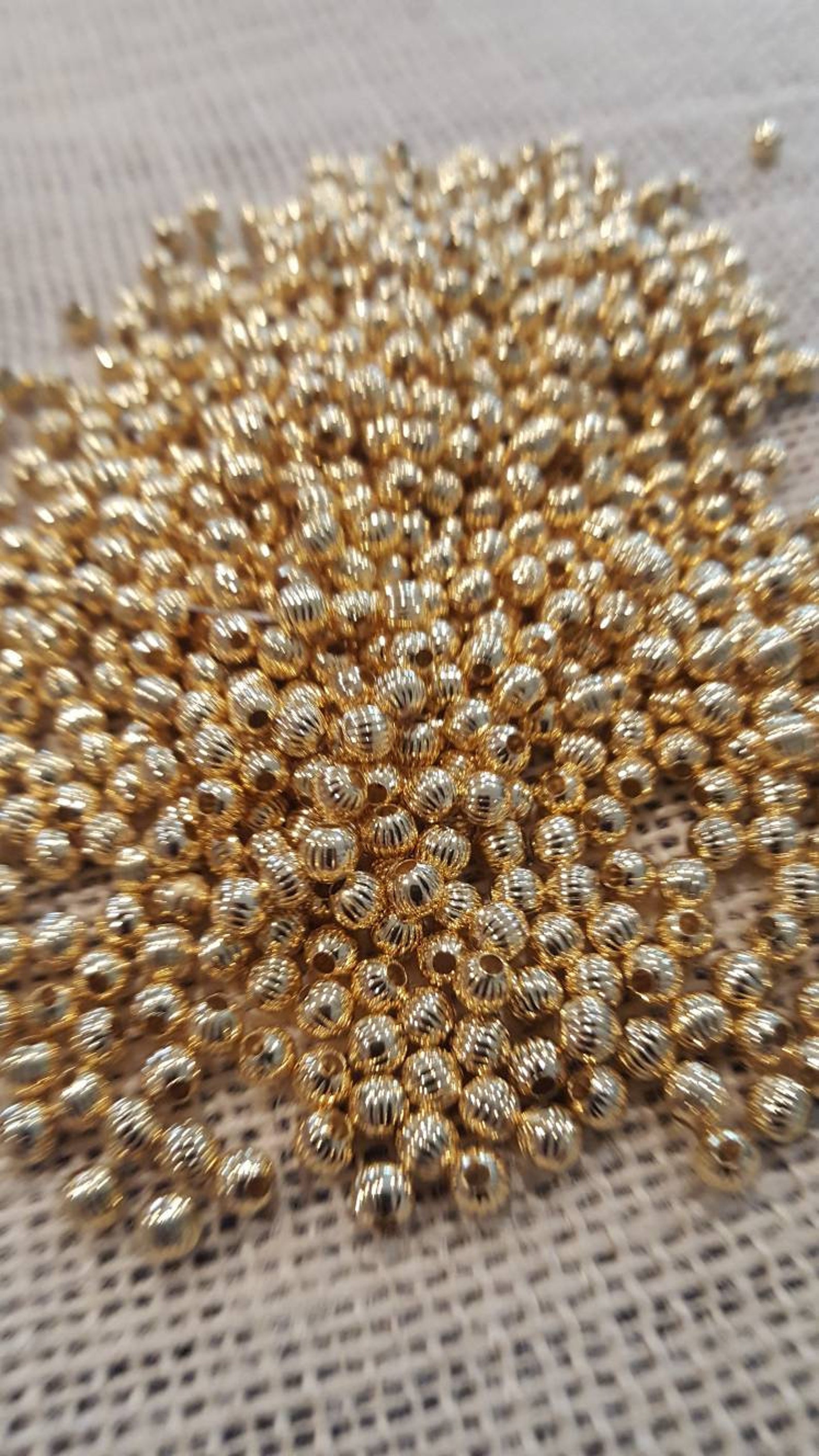 4mm Fluted Gold Brass Beads 100 Beads - Etsy