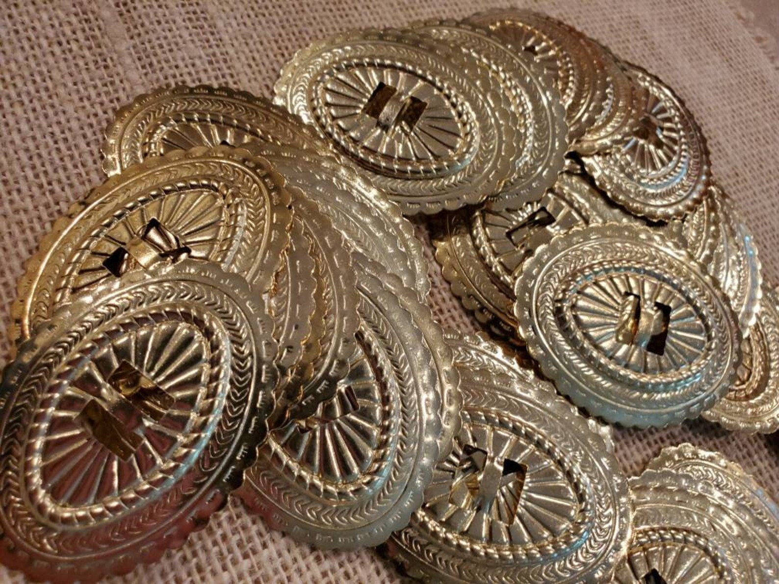 Large Gold Tone Sunburst Oval Conchos 6 Pieces | Etsy