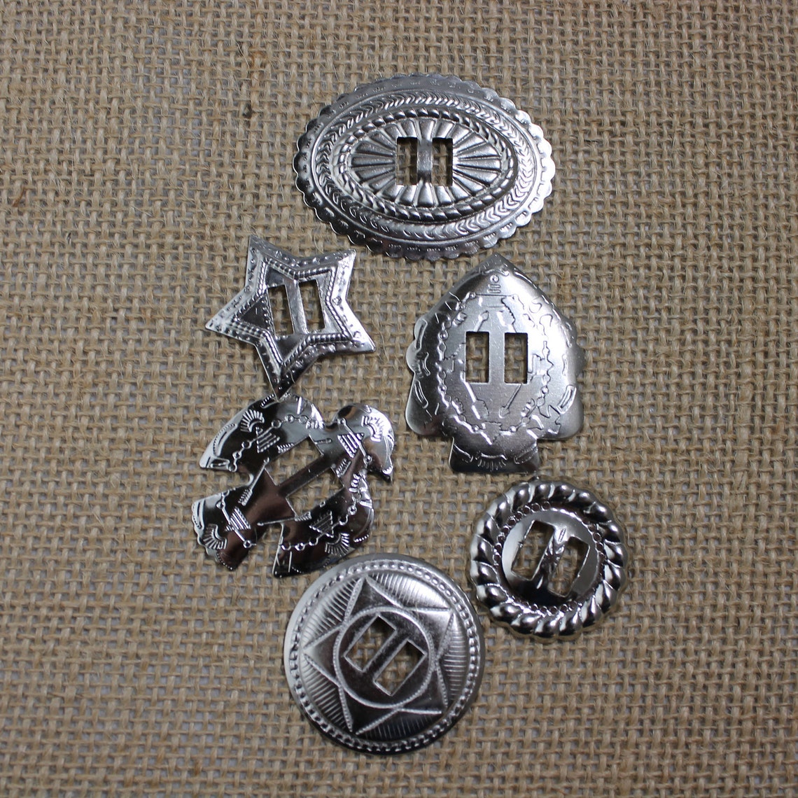Silver Assortment of Conchos 6 Pieces - Etsy