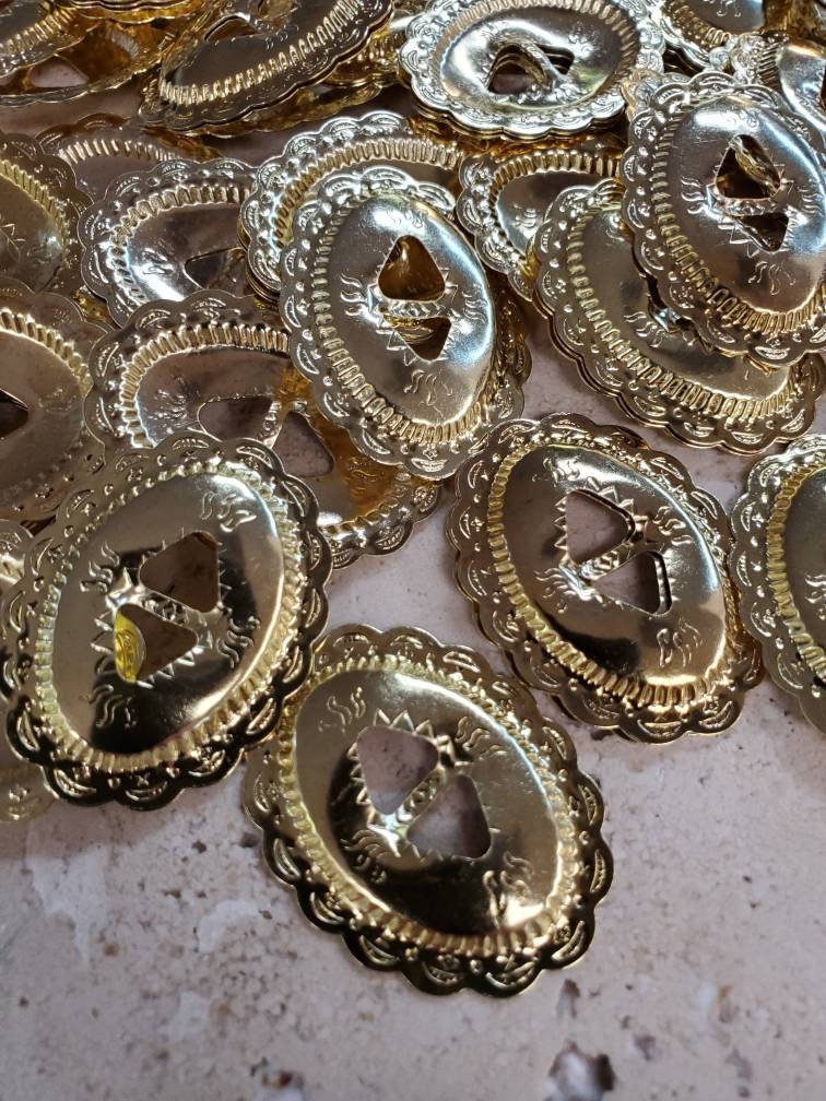 Gold Tone Small Etched Southwestern Oval Conchos 6 Pieces - Etsy