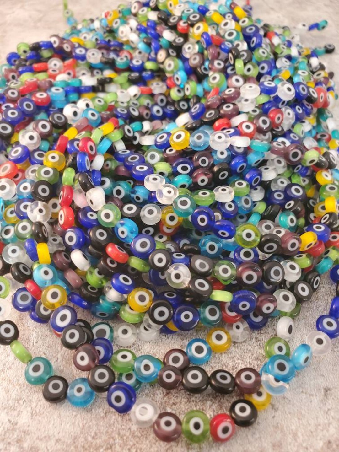 Multi Color Glass 6mm Flat Evil Eye Glass Beads (60 Pieces) - Etsy