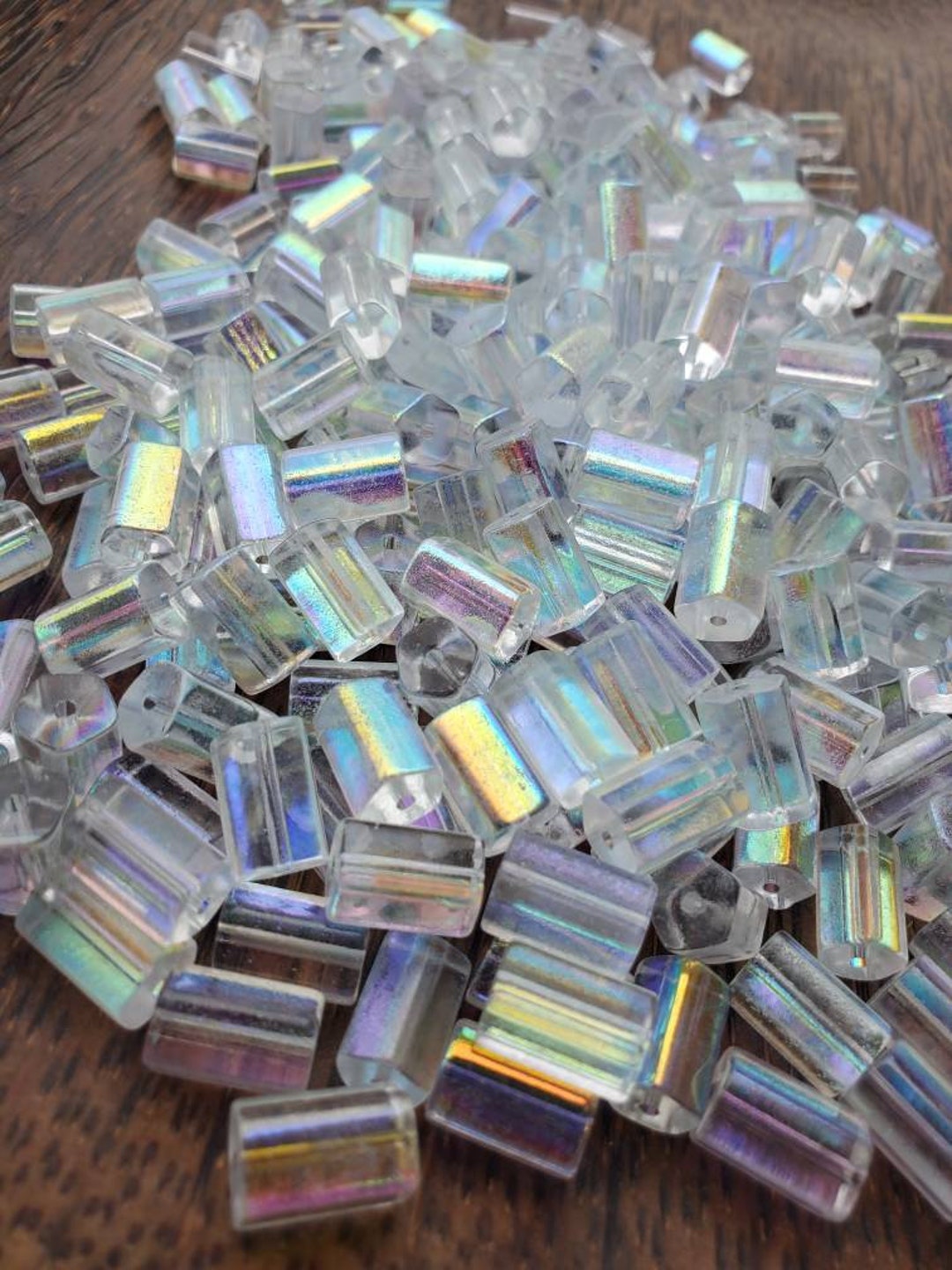 12 X 8mm Crystal AB Atlas Tube Beads (100 Pieces) - Etsy