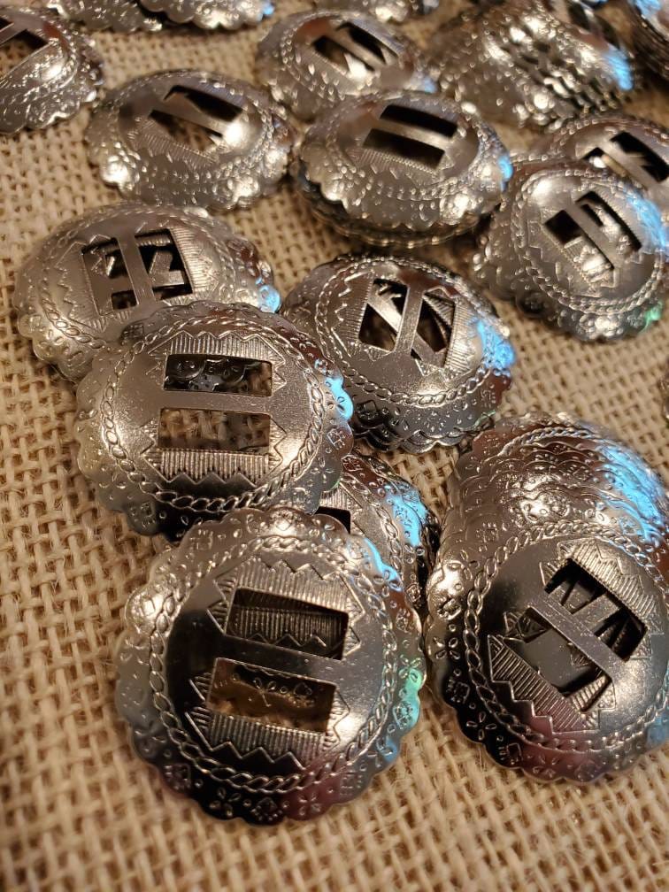 Small Silver Tone Round Concho 6 pieces | Etsy