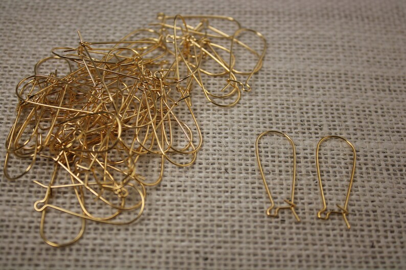 30mm Gold Kidney Wire Earring Finding (20 Pieces) - Etsy