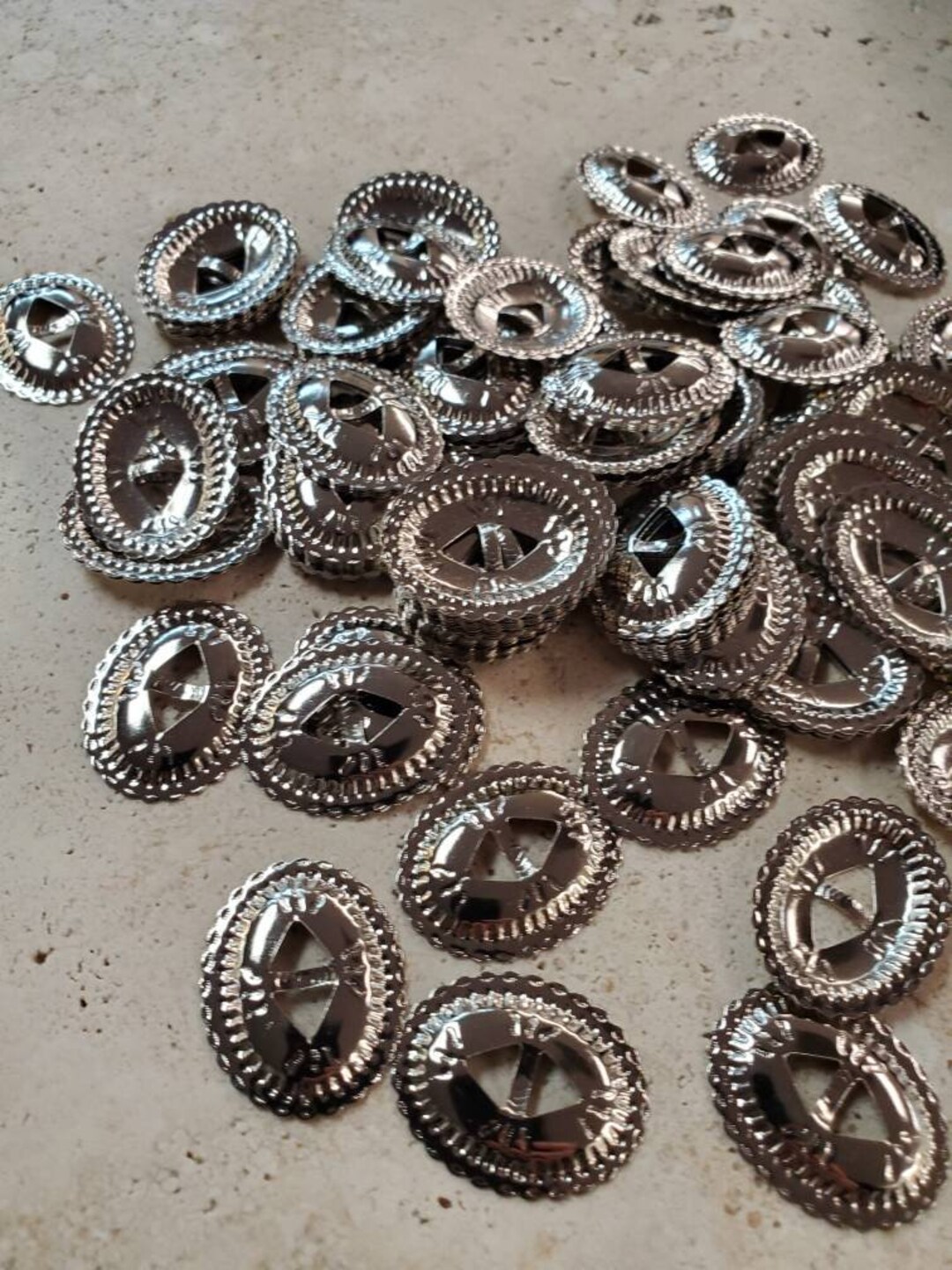 Silver Tone Mini Etched Southwestern Oval Conchos (6 Pieces) - Etsy