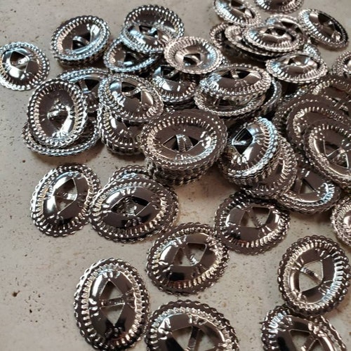 Vintage Large Silver Sunburst Oval Conchos 6 Pieces - Etsy