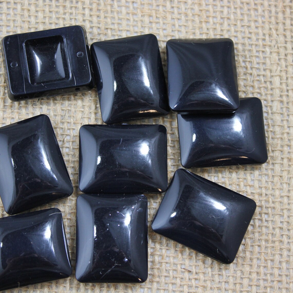 Large Black Rectangle Lucite Detash Beads 8 Pieces | Etsy