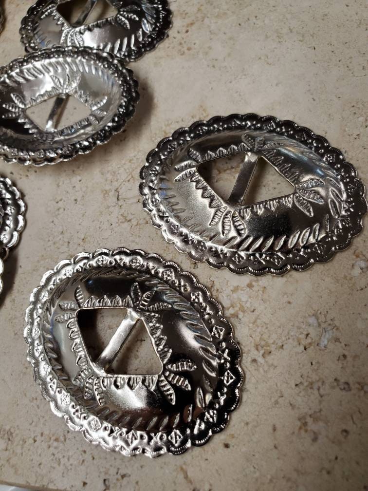 Large Oval Etched Conchos (6 Pieces) - Etsy