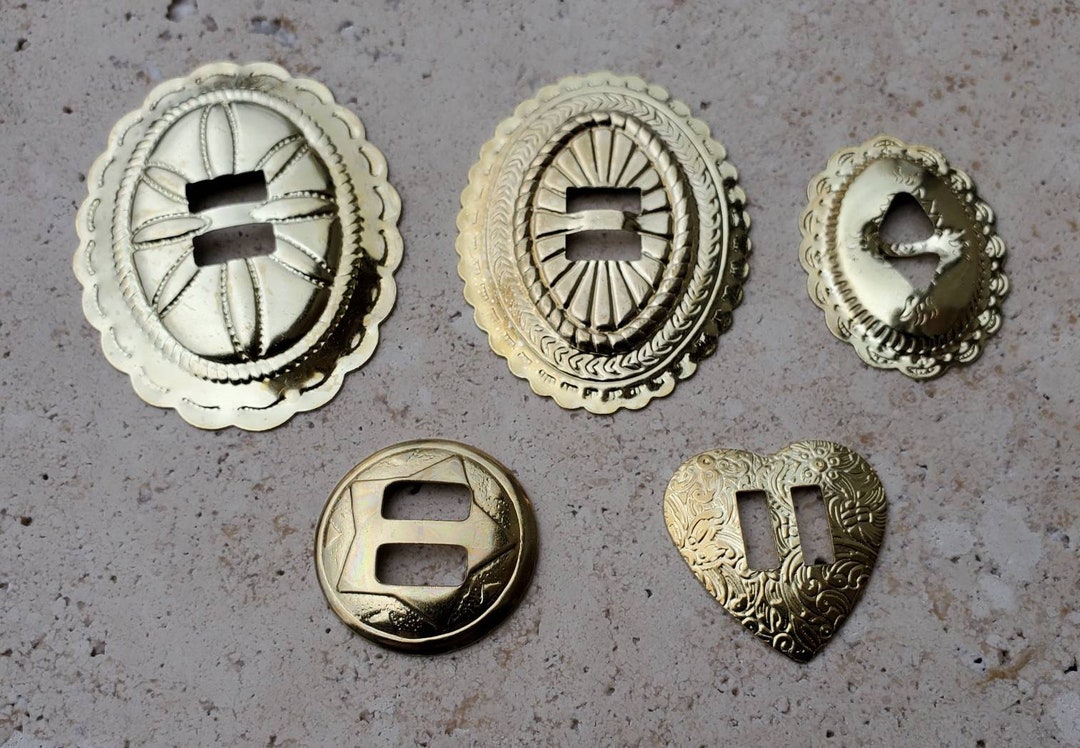 Gold Tone Assortment of Conchos (5 Pieces) - Etsy