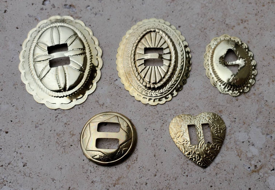 Gold Tone Assortment of Conchos 5 Pieces | Etsy