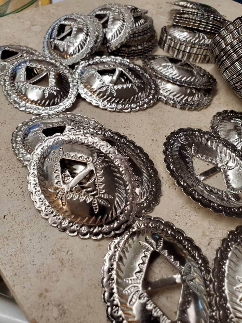 Large Oval Etched Conchos (6 Pieces) - Etsy