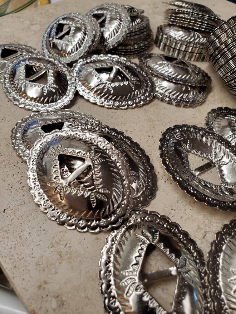 Large Oval Etched Conchos (6 Pieces) - Etsy