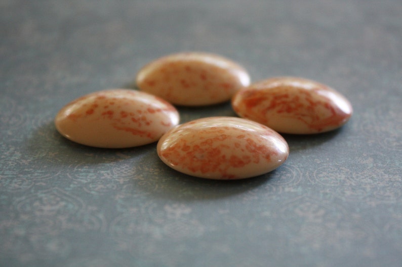 Vintage Peach Cabochon Detash 4 Pieces | Etsy