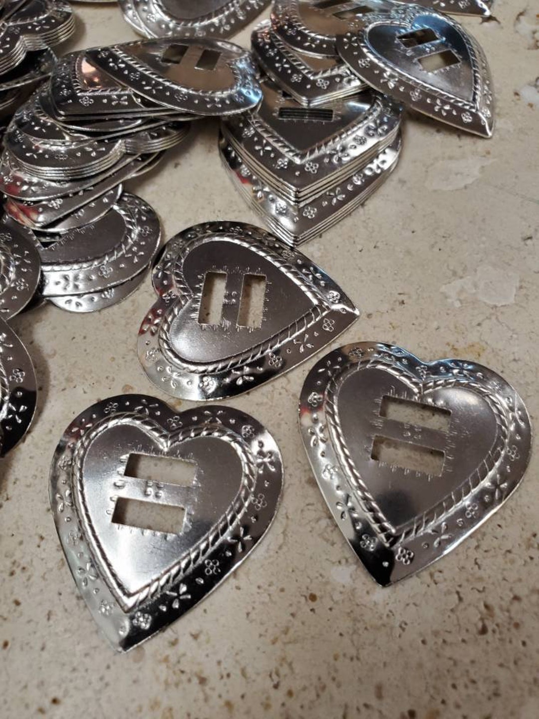 Heart Conchos With Decorative Edges (6 Pieces) - Etsy