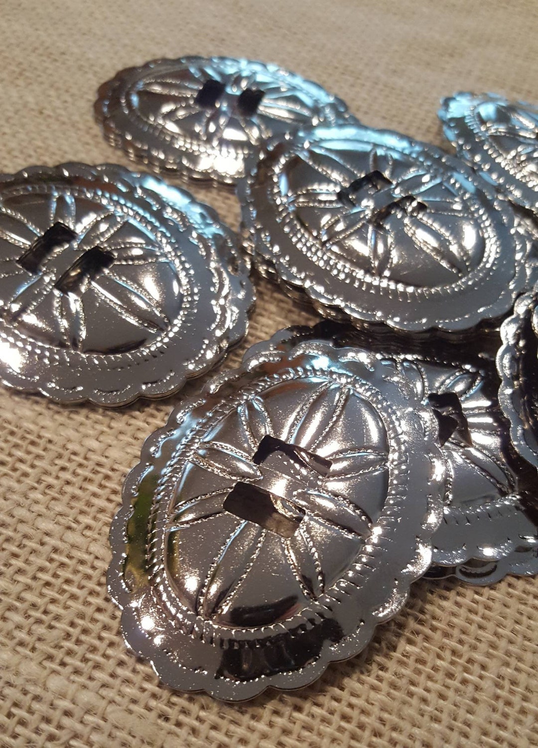 Large Oval Scalloped Conchos (6 Pieces) Special Price! - Etsy