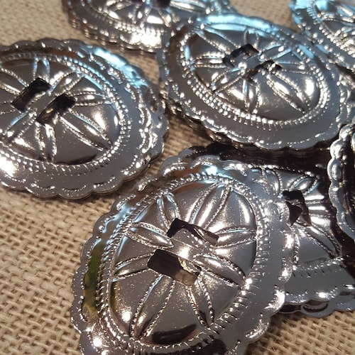 Vintage Large Silver Sunburst Oval Conchos 6 Pieces - Etsy