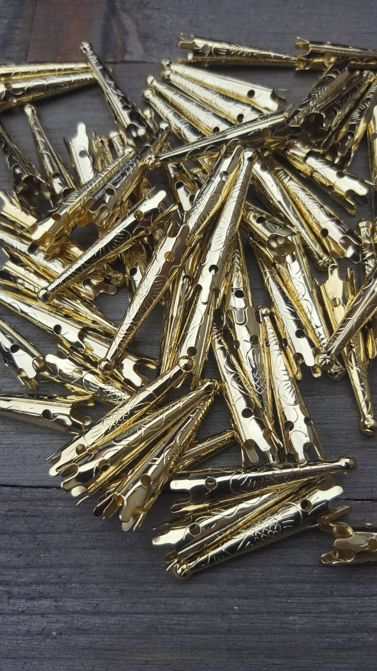 32mm Engraved Gold Tone Bolo Tips 10 Pieces - Etsy