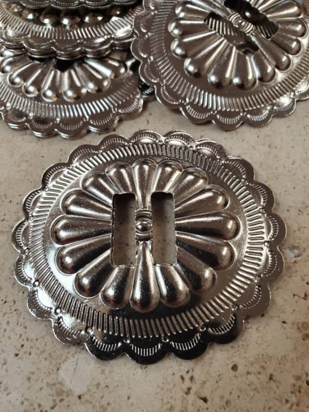 Extra Large Oval Scalloped 3x2.5 Conchos (4 Pieces) - Etsy