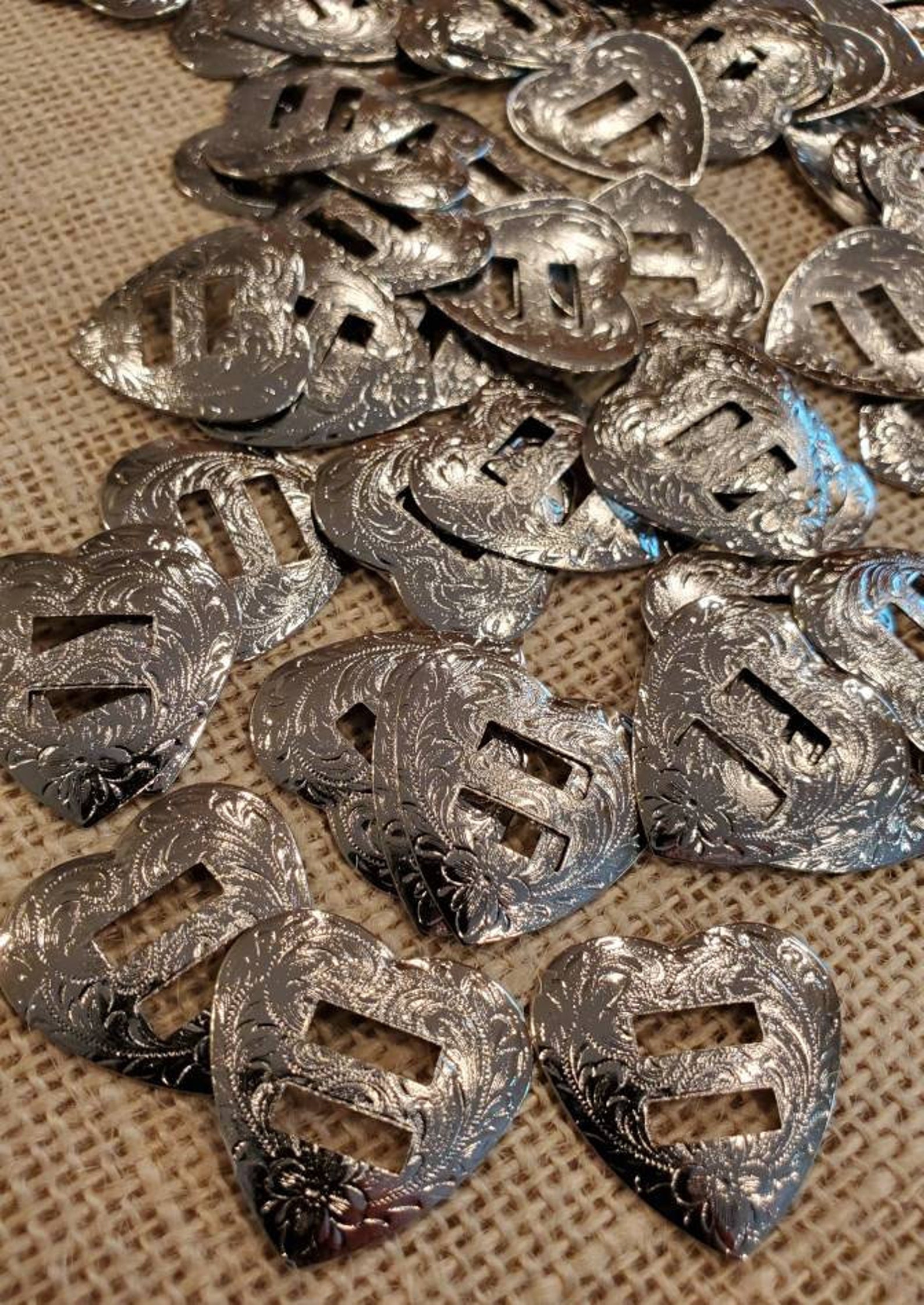 Small Heart Concho With Horizontal Slots (6 Pieces) - Etsy