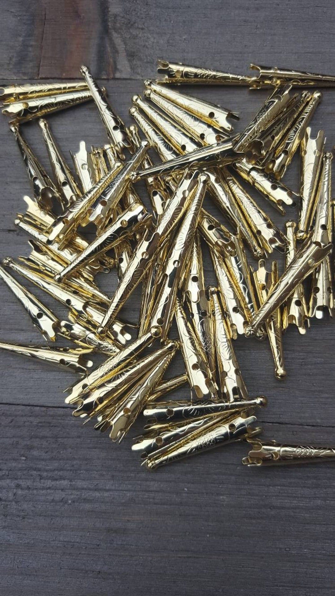 32mm Engraved Gold Tone Bolo Tips (10 Pieces) - Etsy