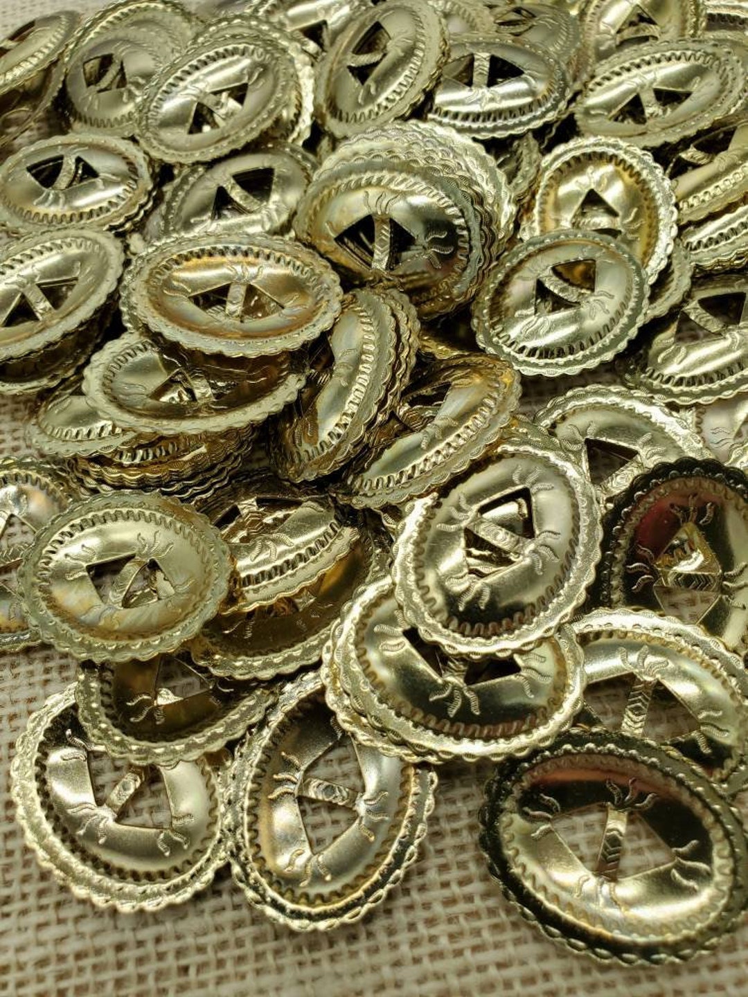 Gold Tone Mini Etched Southwestern Oval Conchos (6 Pieces) - Etsy