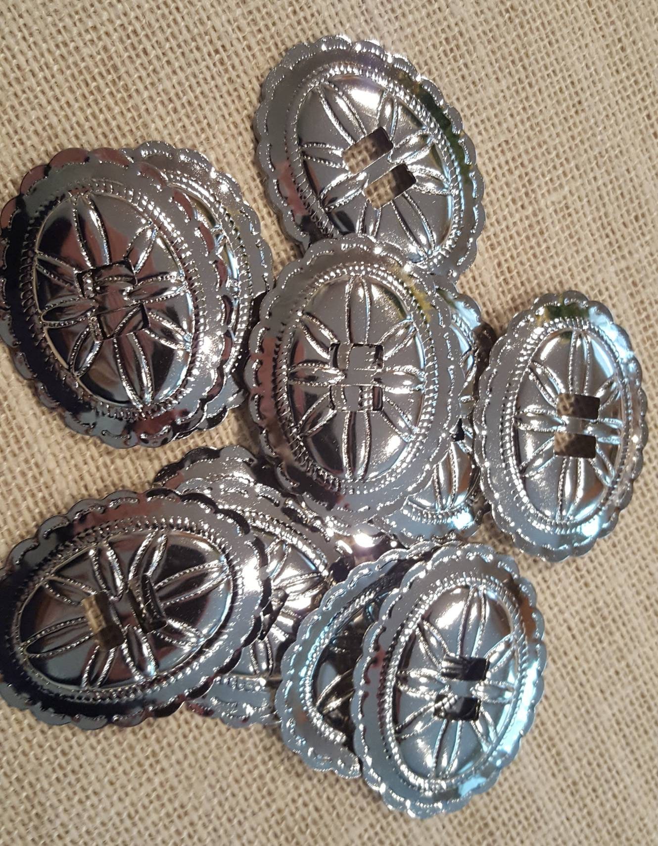 Large Oval Scalloped Conchos 6 Pieces | Etsy