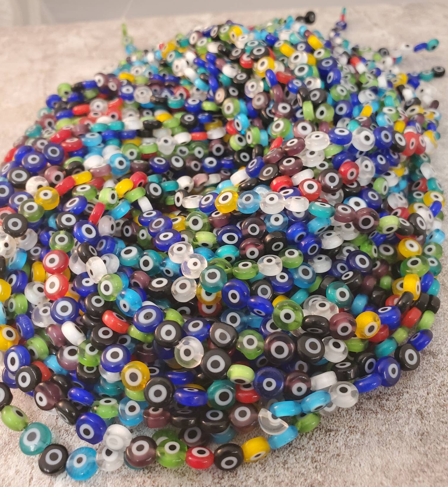 Multi Color Glass 6mm Flat Evil Eye Glass Beads 60 Pieces - Etsy
