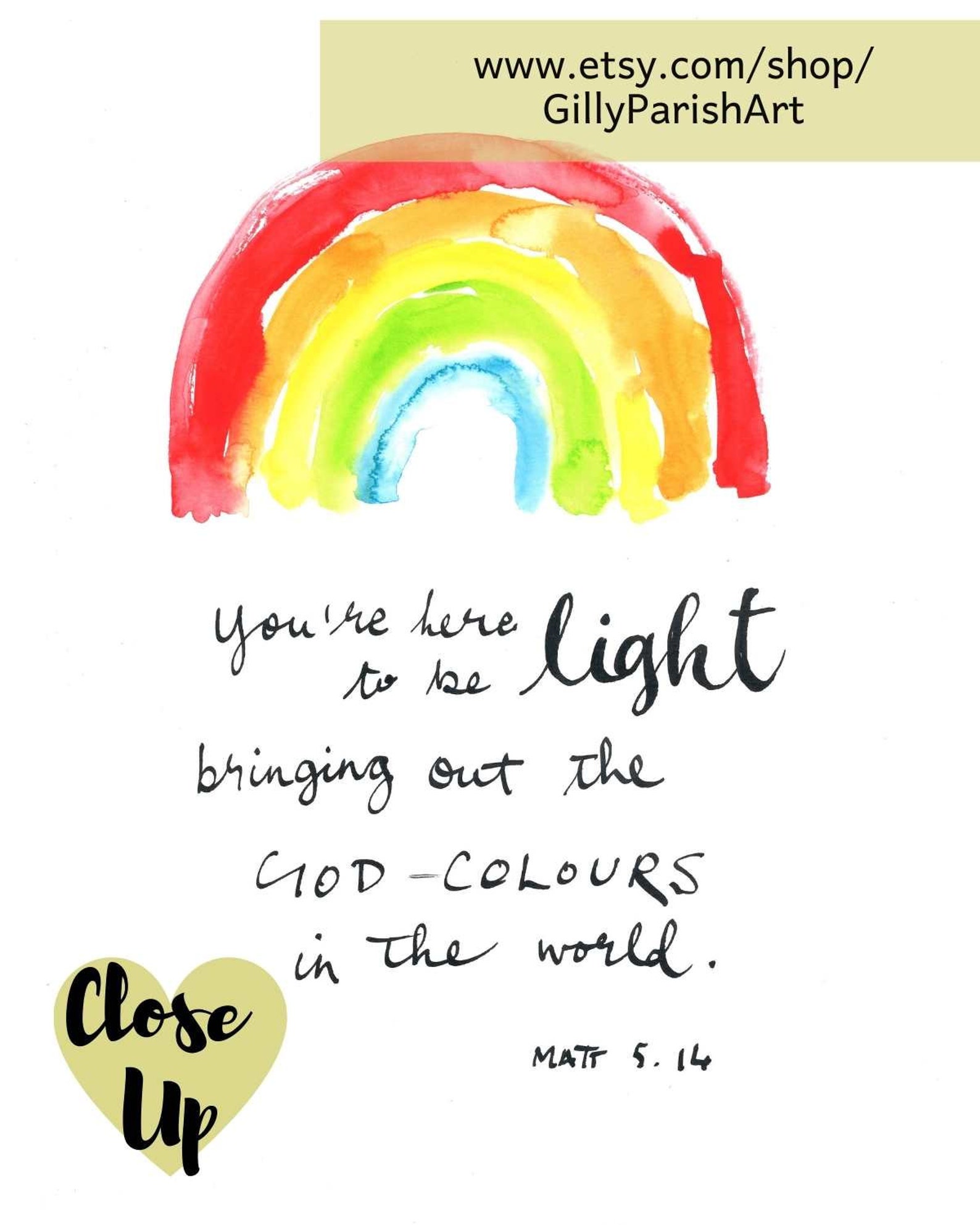 Rainbow Bible Verse Print Here to be Light Scripture Quote | Etsy