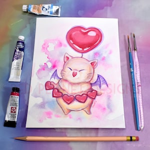 Love Moogle - Original Painting - FFXIV Art - Mog Valentione's Day ...