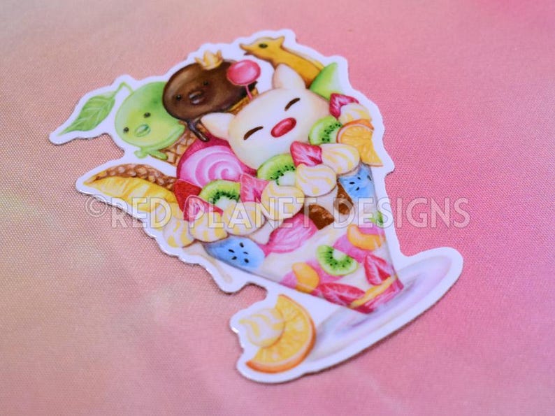 Wondrous Parfait Sticker FFXIV Sticker Moogle Cute Video Game Food ...